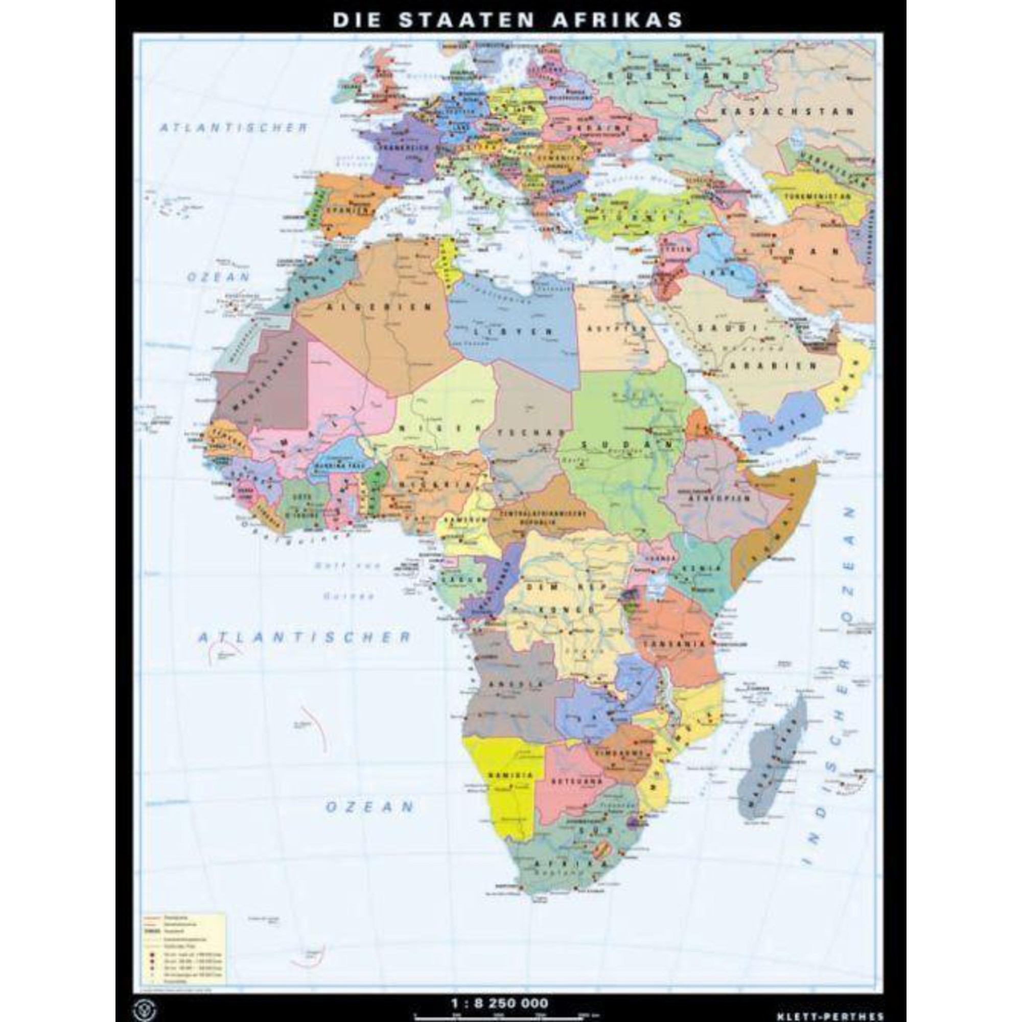 Carte des continents Klett-Perthes Verlag Afrika physiques et ...