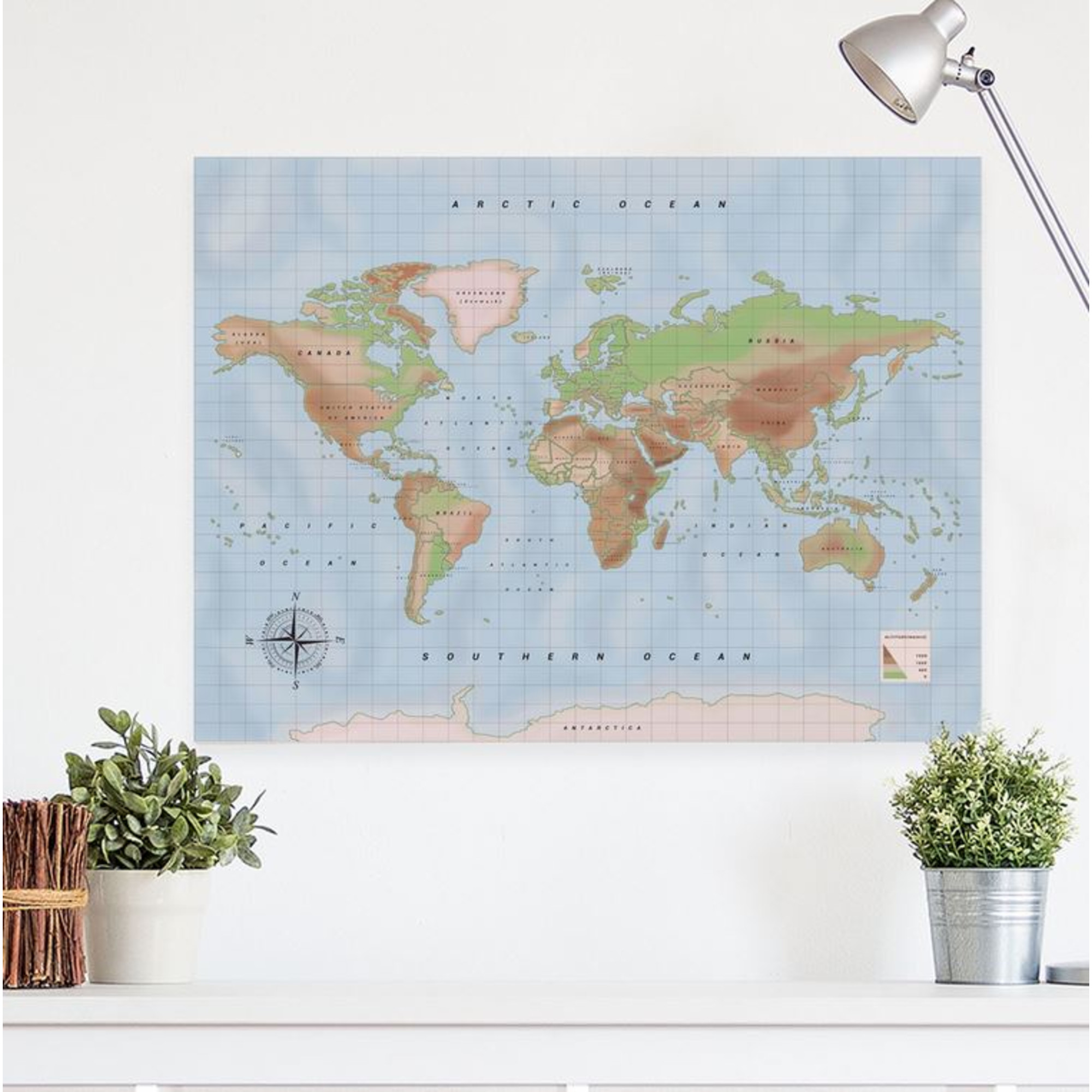 Miss Wood Weltkarte Woody Map Watercolor Physical XL